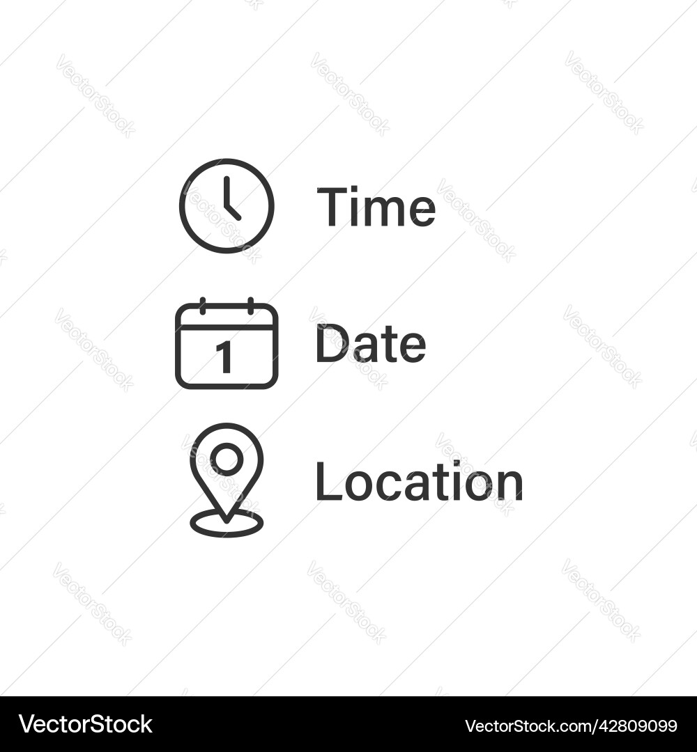 Date time location icon in flat style event Vector Image