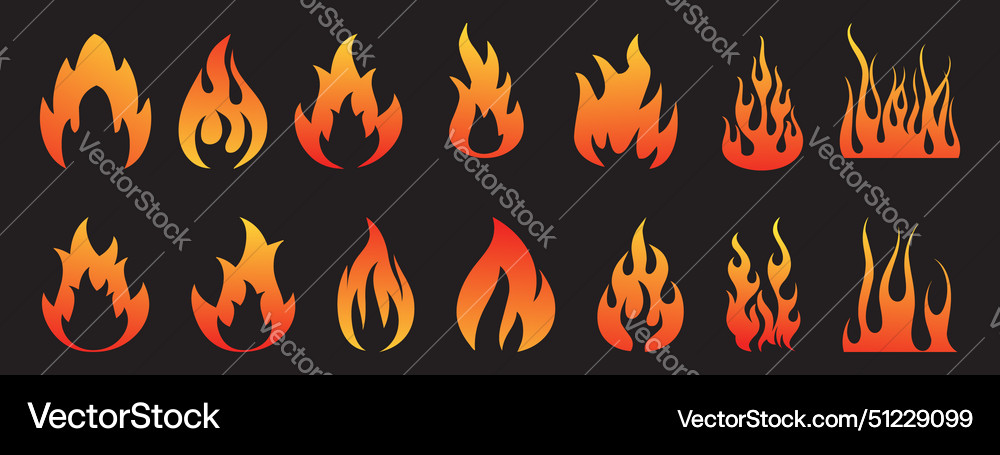 Fire flame symbol bonfire silhouette logotype Vector Image