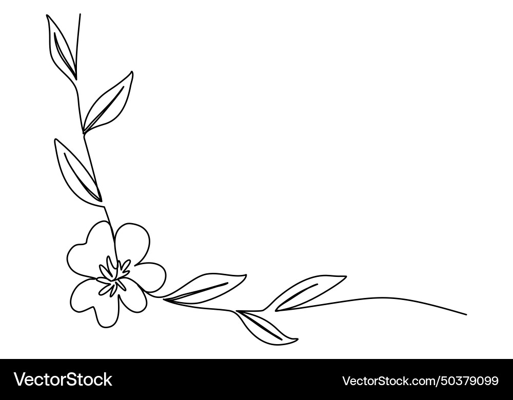 Flower frame one line drawing Royalty Free Vector Image