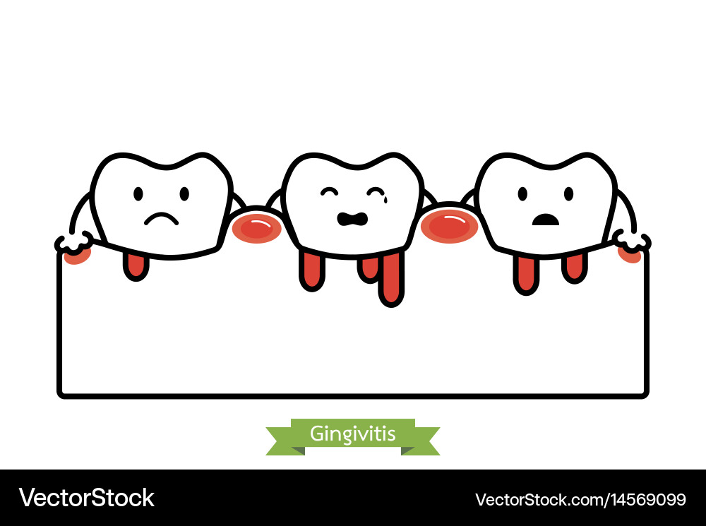 Gingivitis and Bleeding - Cartoon Teeth Royalty Free Vector