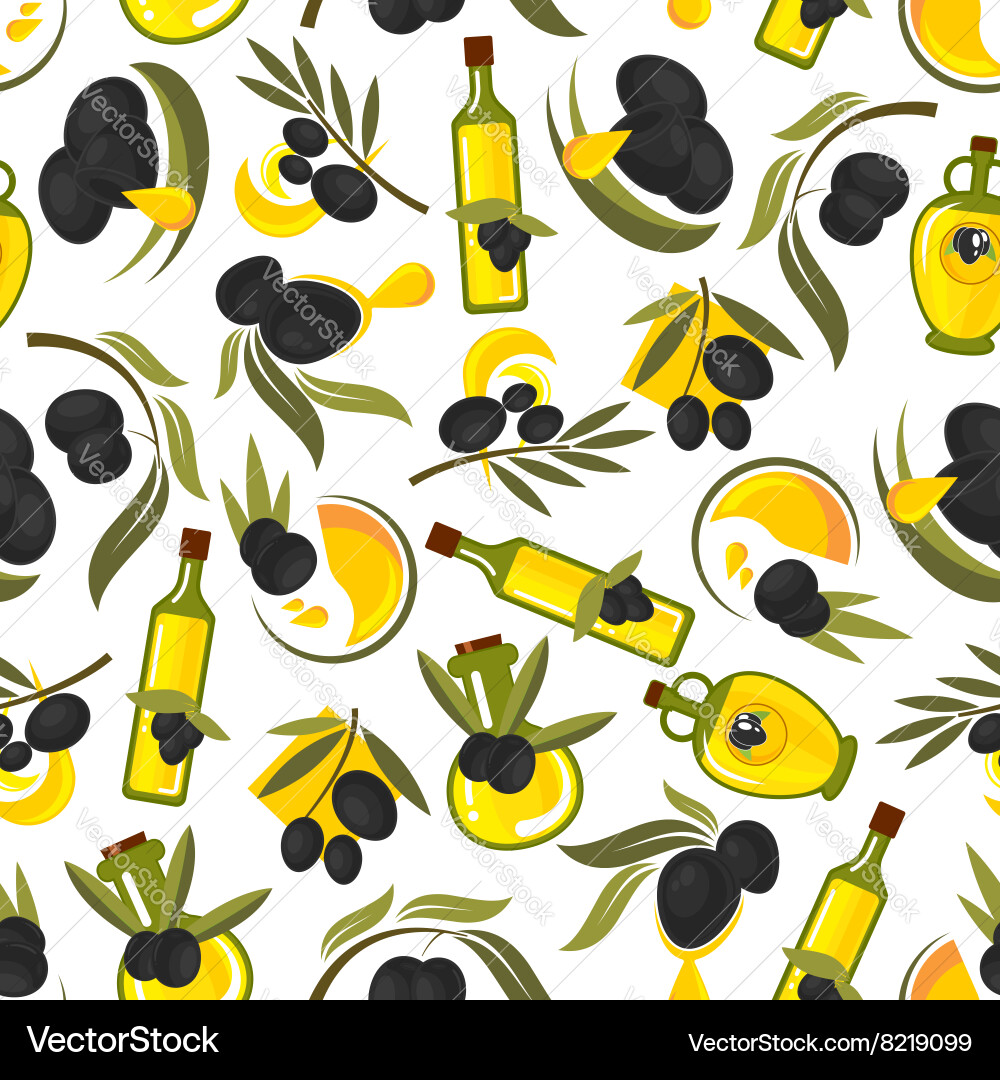 Olive Oil Pattern - Rustic & Natural Vector Image