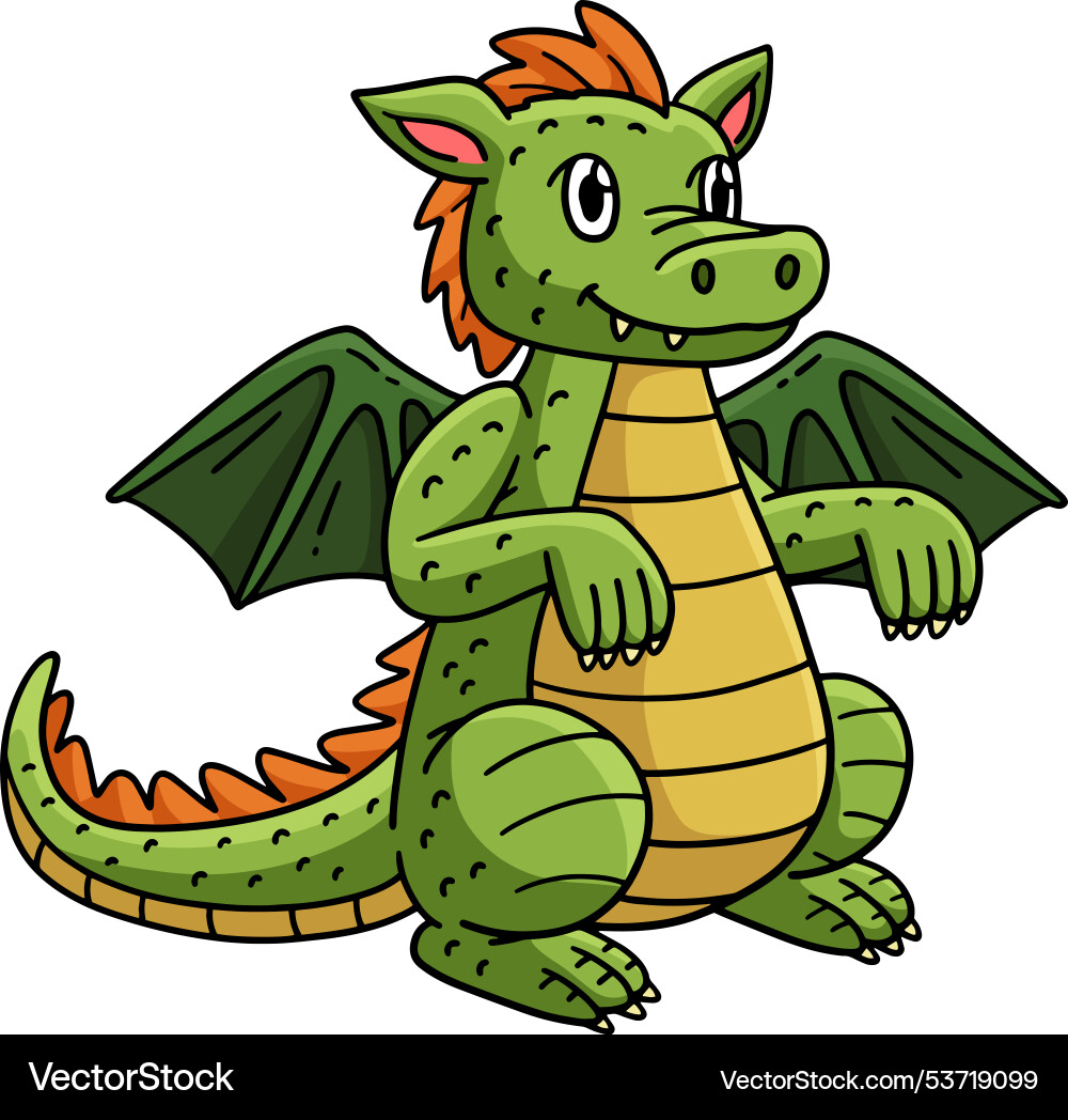 Standing dragon cartoon colored clipart Royalty Free Vector