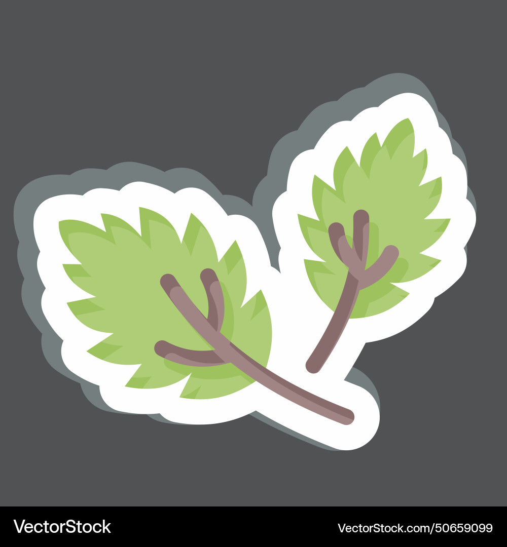 Sticker basil related to spice symbol simple Vector Image