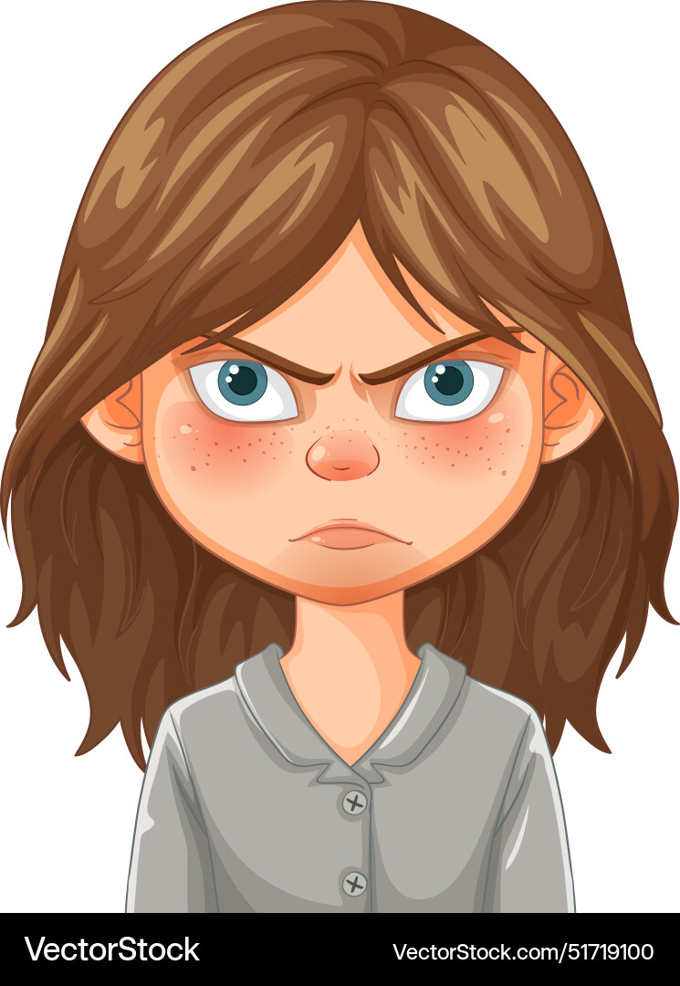 A girl with an angry expression Royalty Free Vector Image