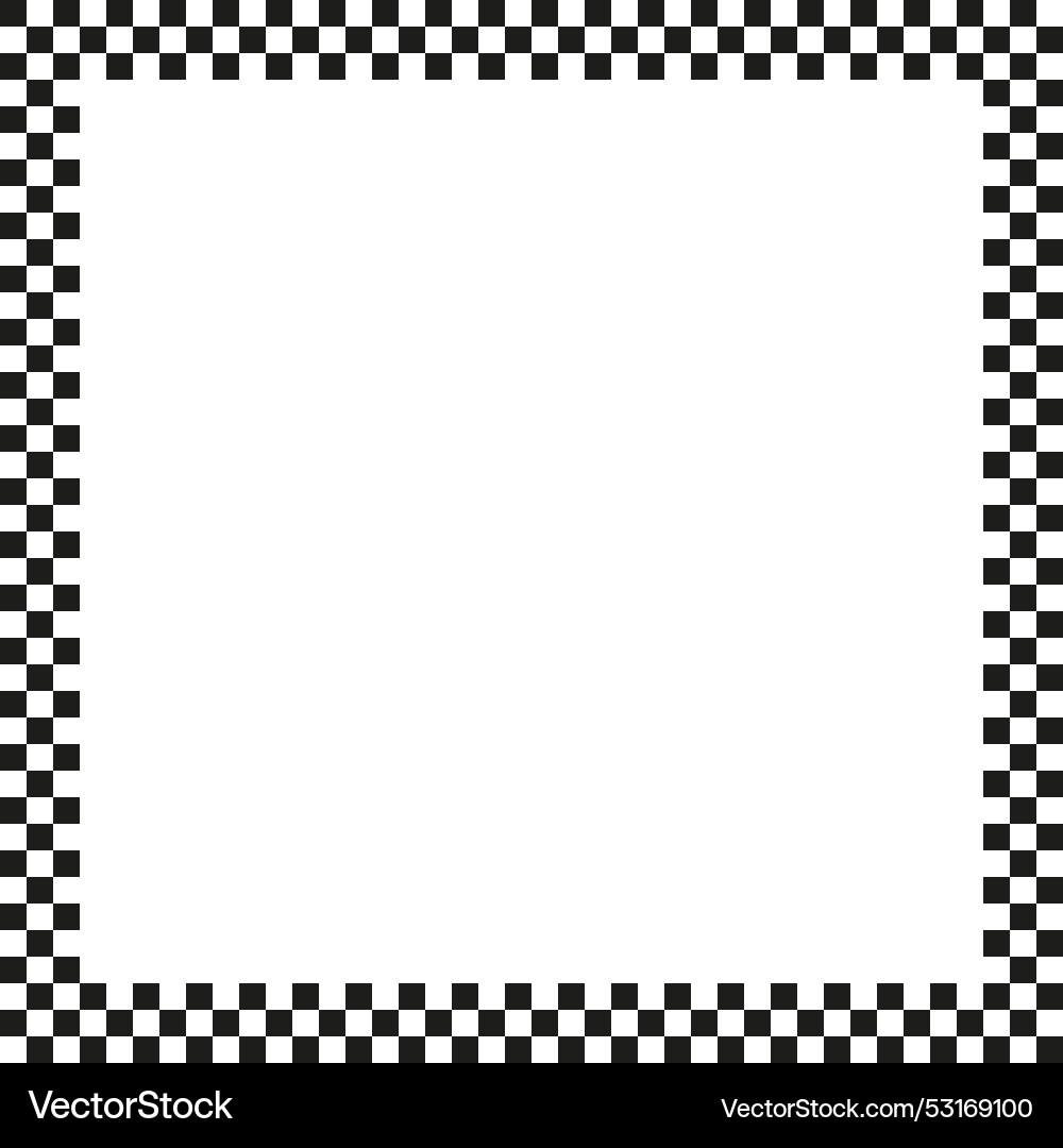 Checkerboard border frame black and white simple Vector Image