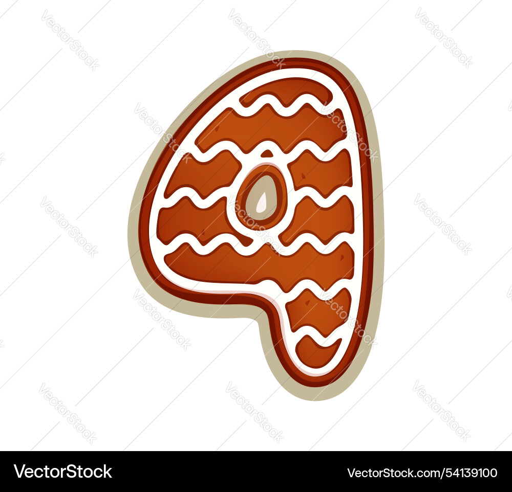 Christmas font gingerbread cookie type number 4 Vector Image