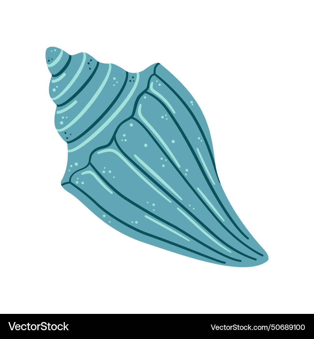 Conch seashell hand drawn cartoon style flat Vector Image