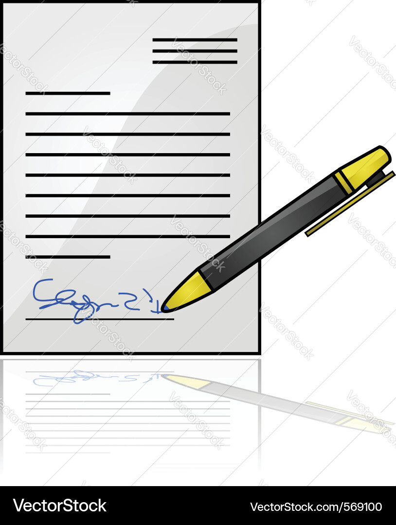 Document with a signature Royalty Free Vector Image