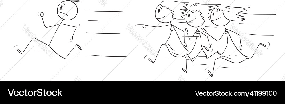 Man or celebrity running away from crowd Vector Image