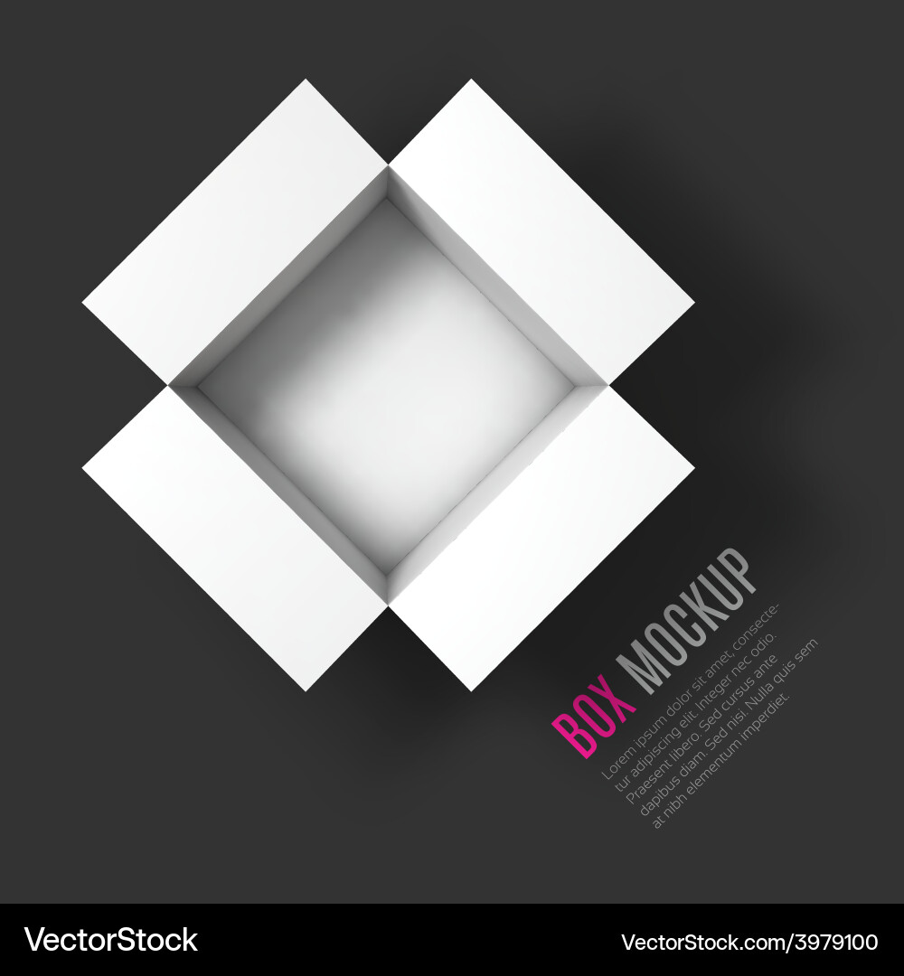 Open box mockup template top view Royalty Free Vector Image