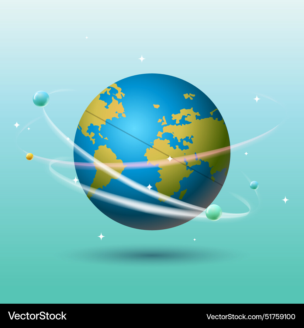 Realistic earth globe and ring orbit around Vector Image