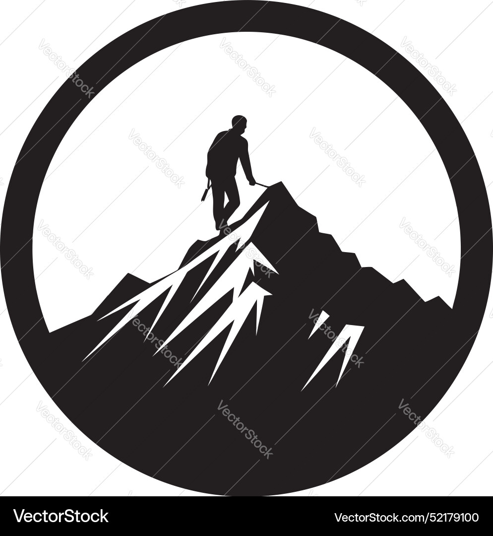 Scaling success mountain climber black logo Vector Image