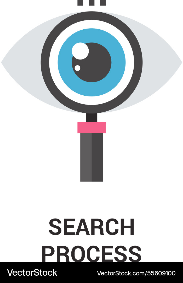 Search process flat icon design concept Royalty Free Vector