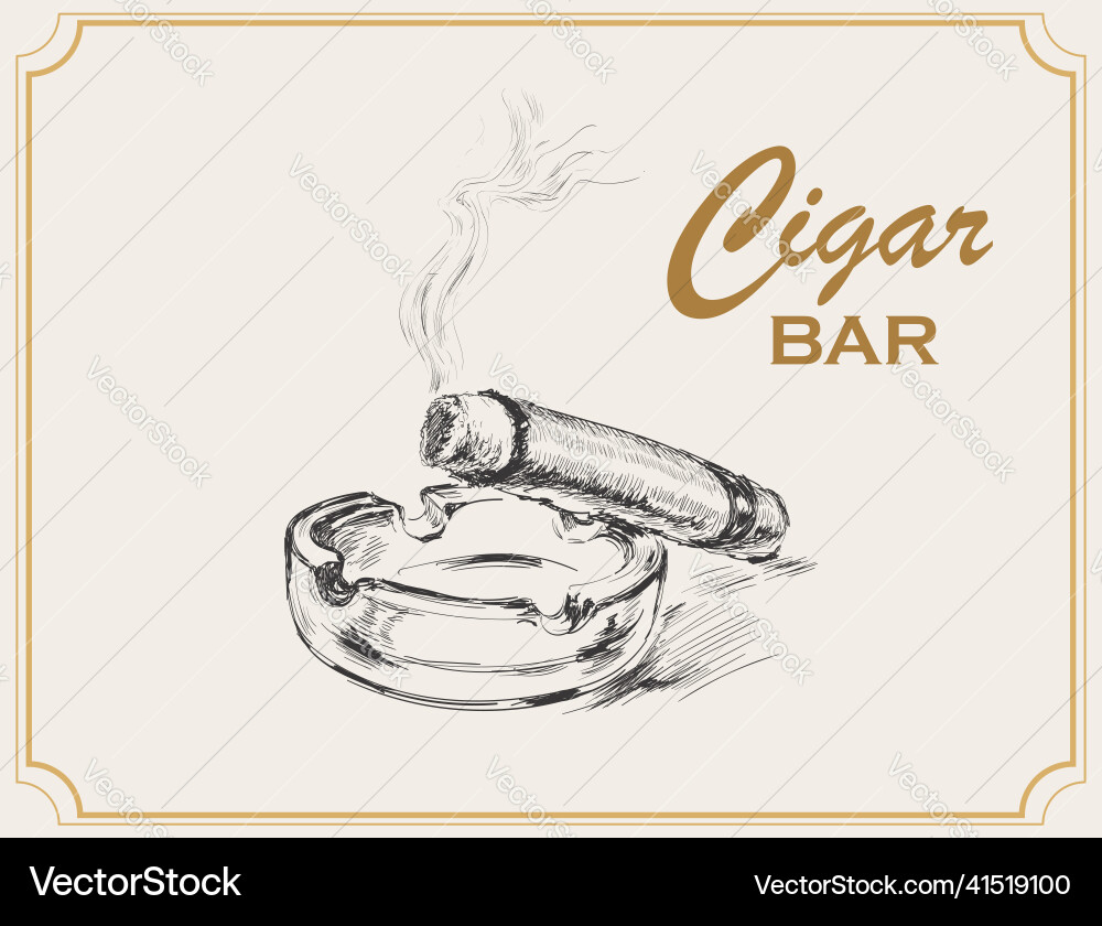 Smoking cigar with ashtray bar Royalty Free Vector Image