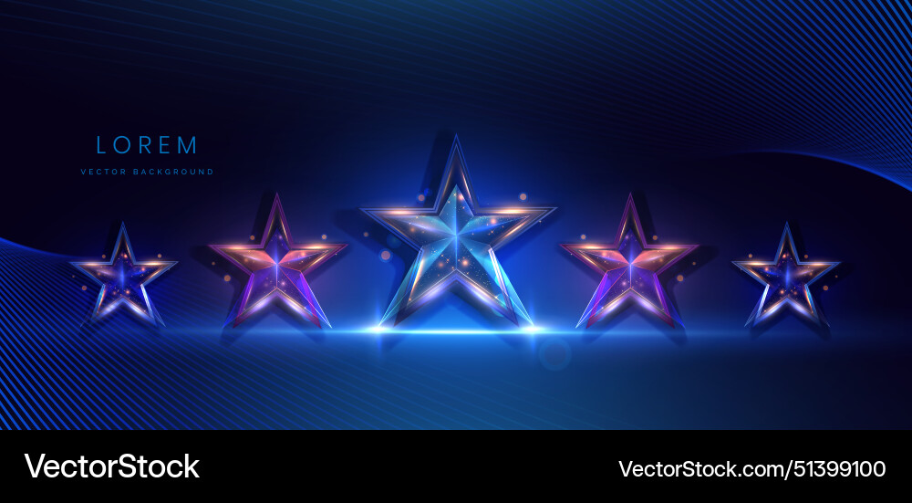 Star glowing blue neon with curved light lines Vector Image