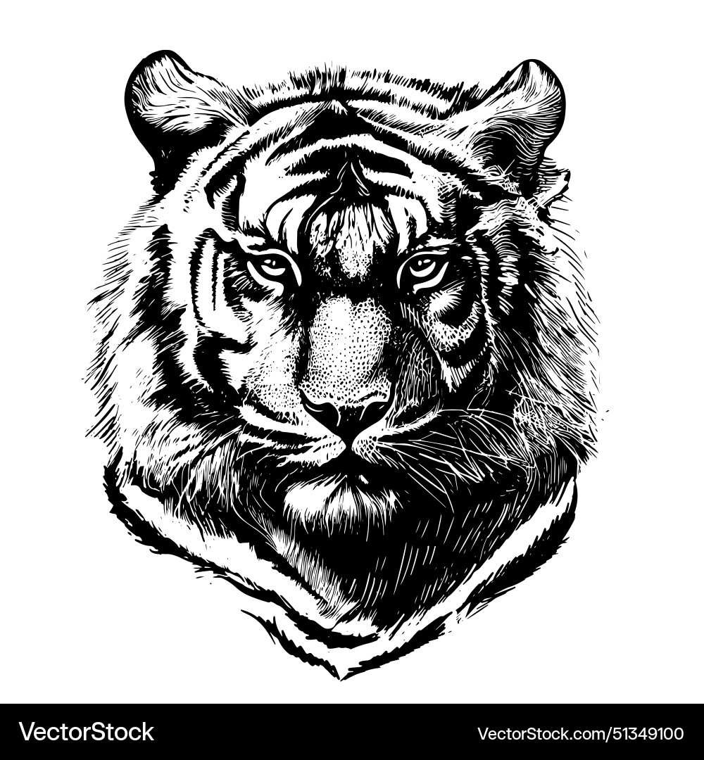 Tiger drawn with ink from the hands Royalty Free Vector