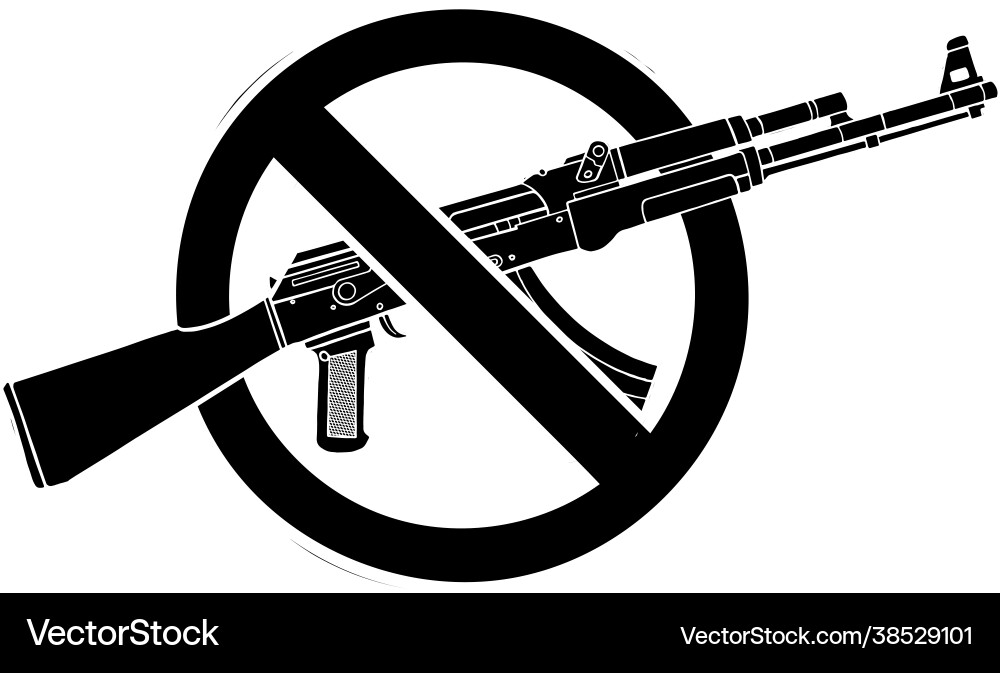 Assault Rifle with Ban Sign Royalty Free Vector Image