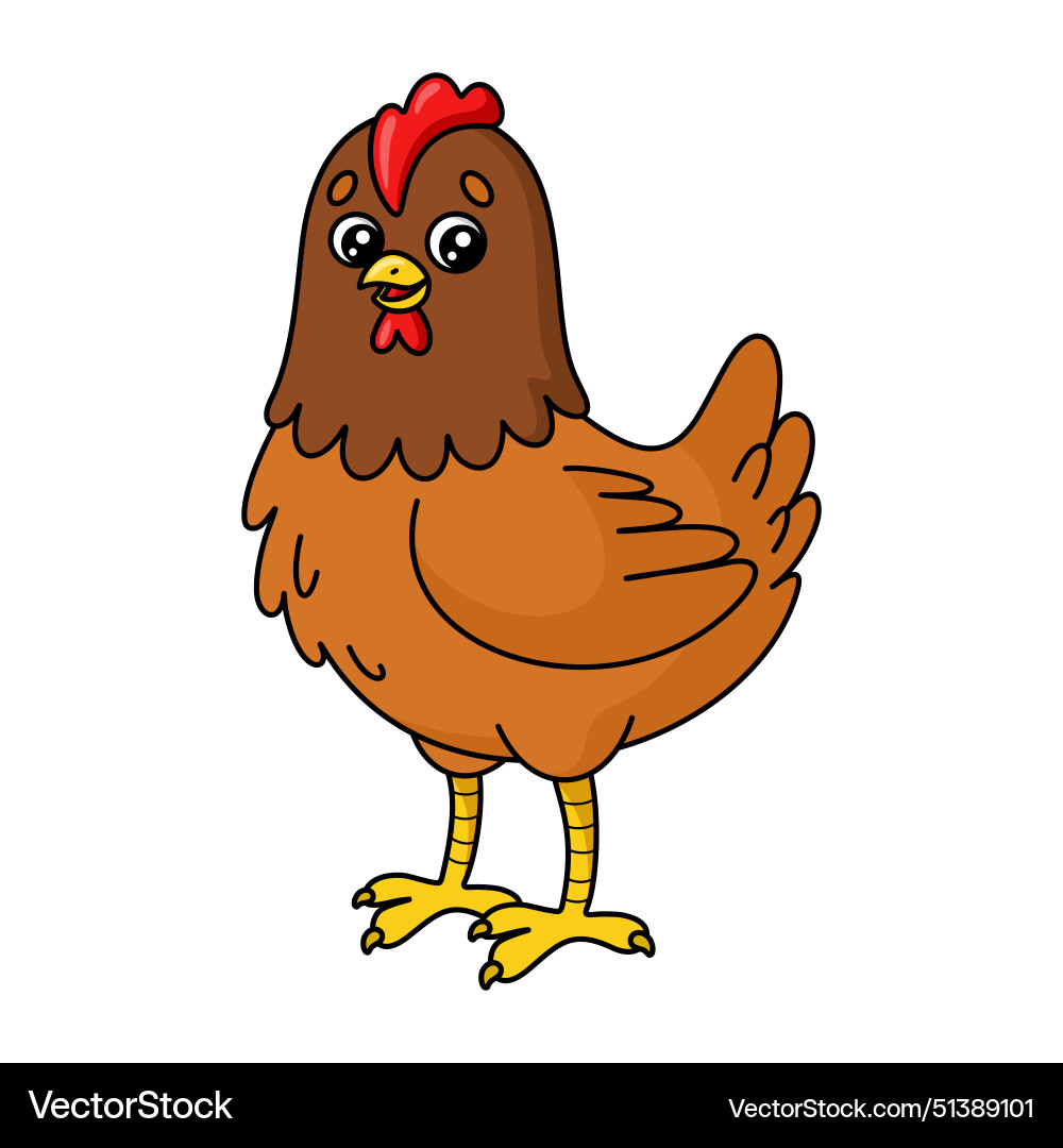Farm chicken in cartoon style Royalty Free Vector Image