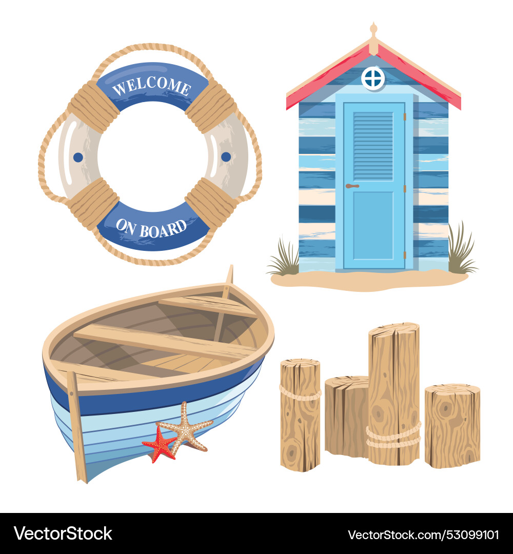 Nautical Beach Scene Royalty Free Vector Image