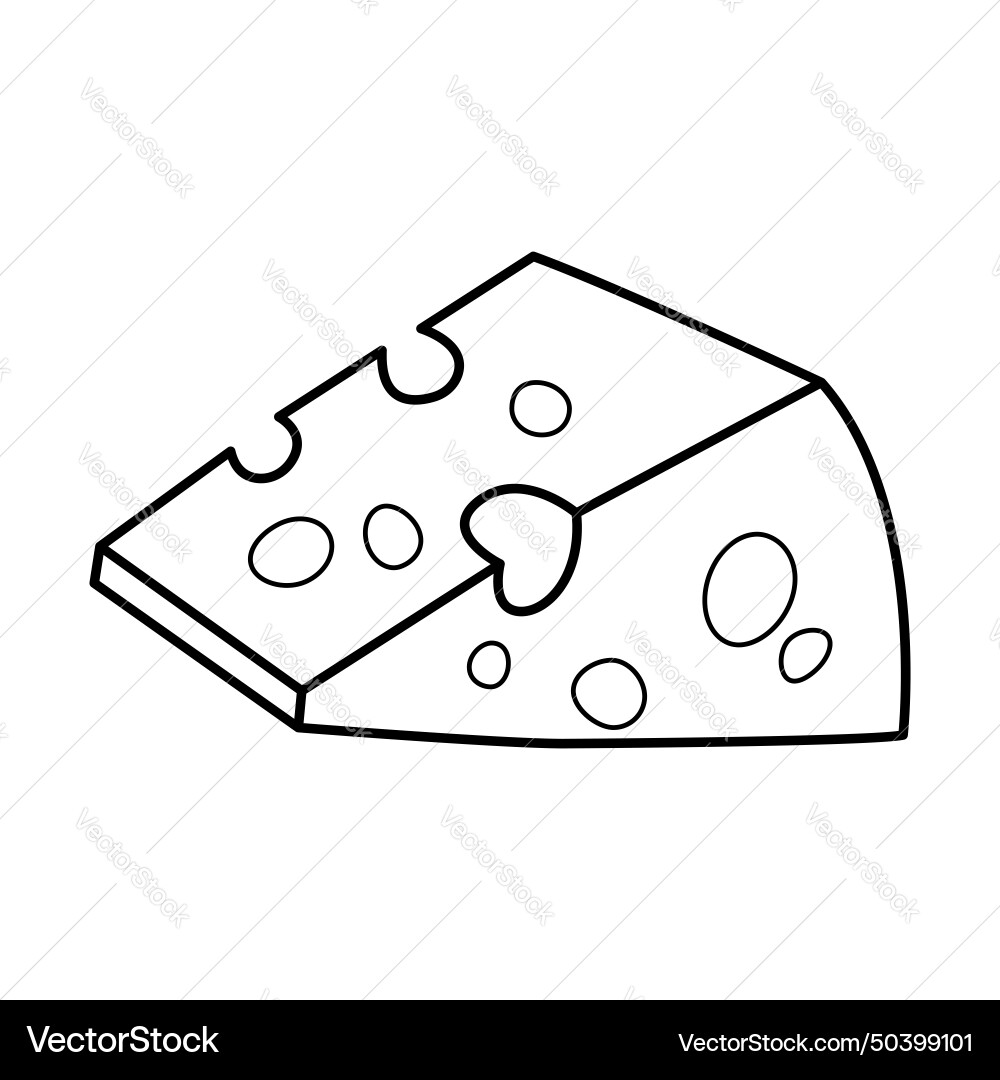 Piece of cheese simple linear Royalty Free Vector Image