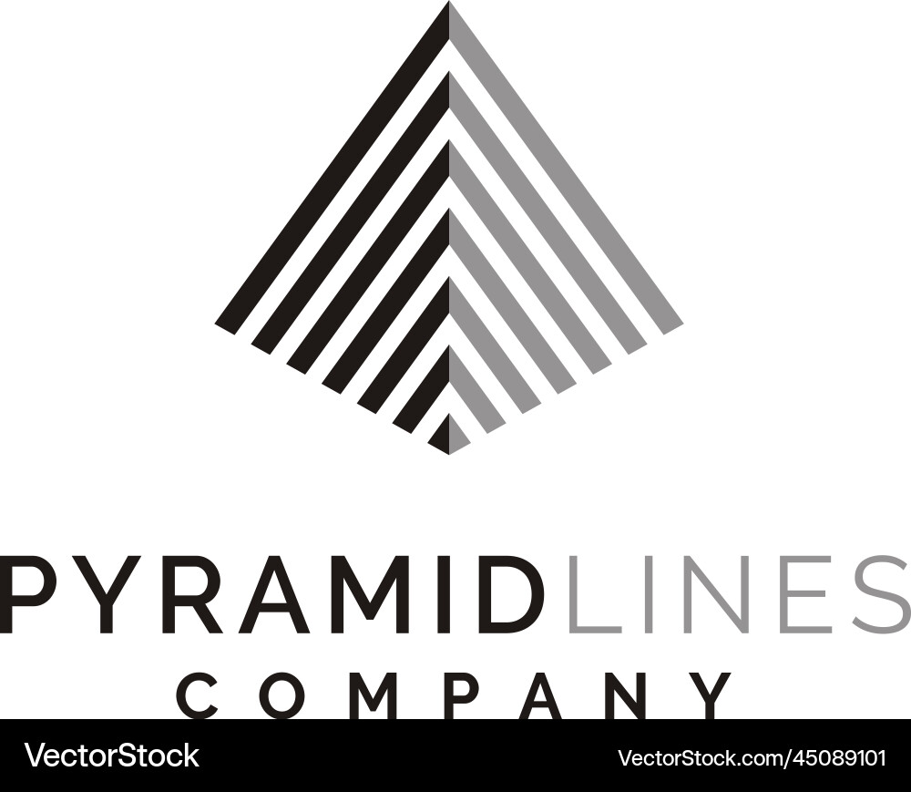 Pyrramid logo design with simple stripes lines Vector Image