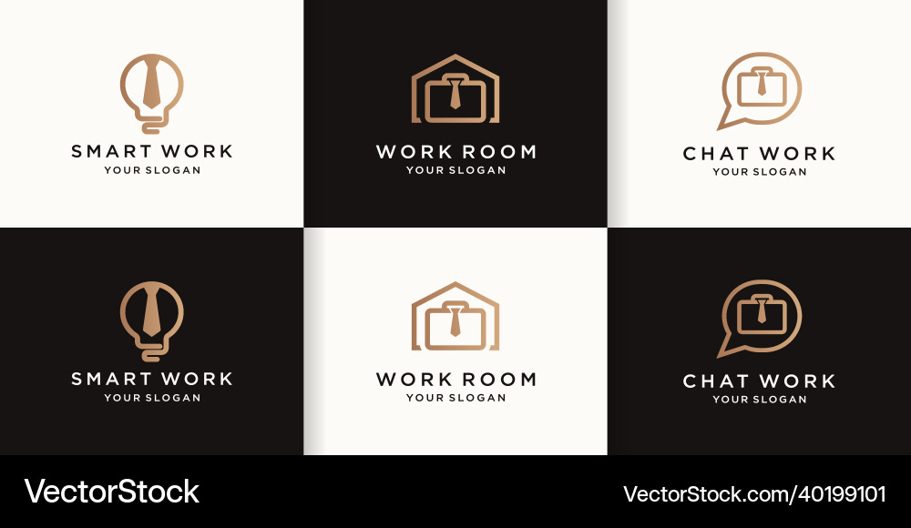 Set of work logo designs with simple lines Vector Image