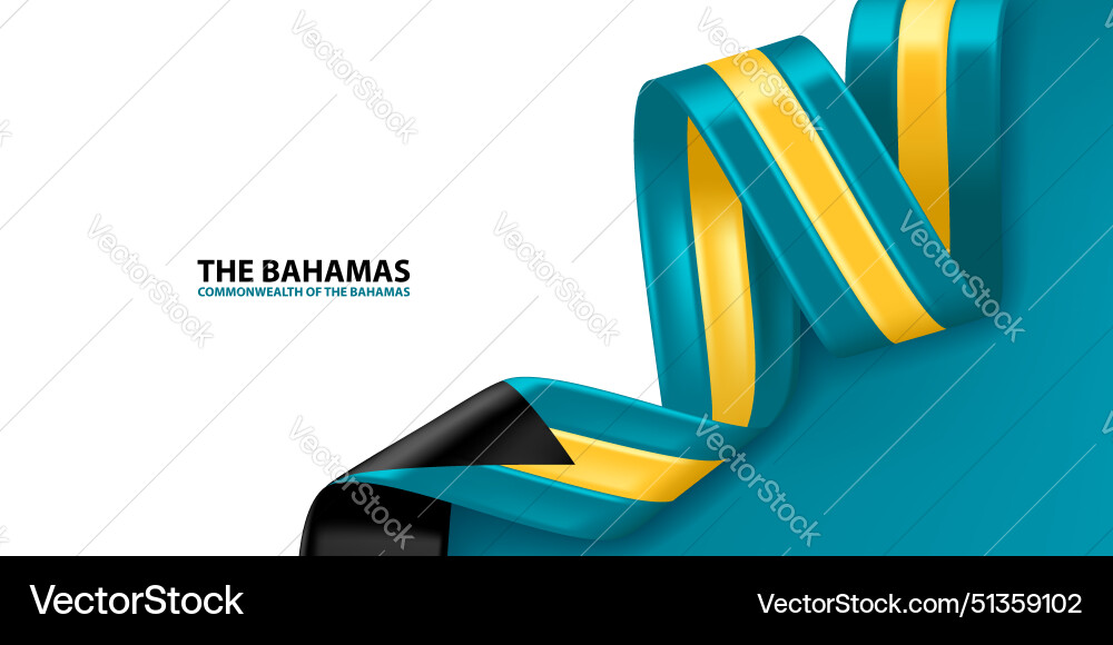 Bahamas 3d ribbon flag Royalty Free Vector Image