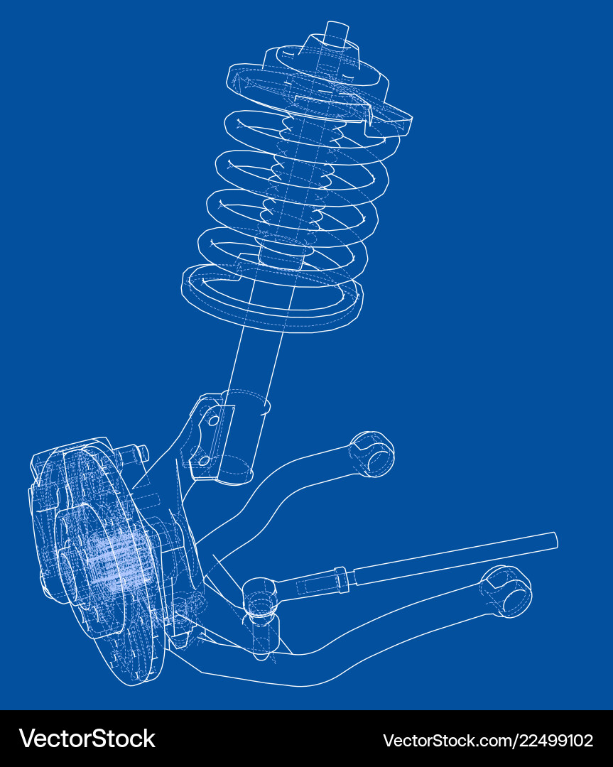 Car suspension with shock absorber Royalty Free Vector Image