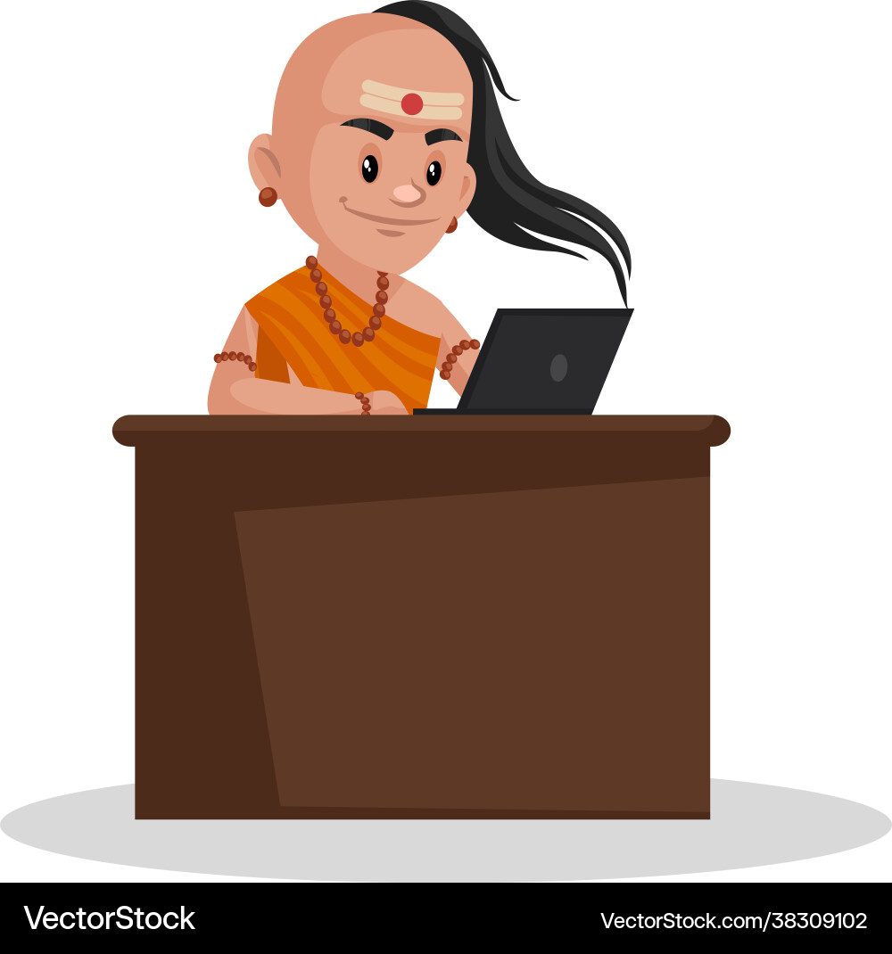Chanakya cartoon character Royalty Free Vector Image