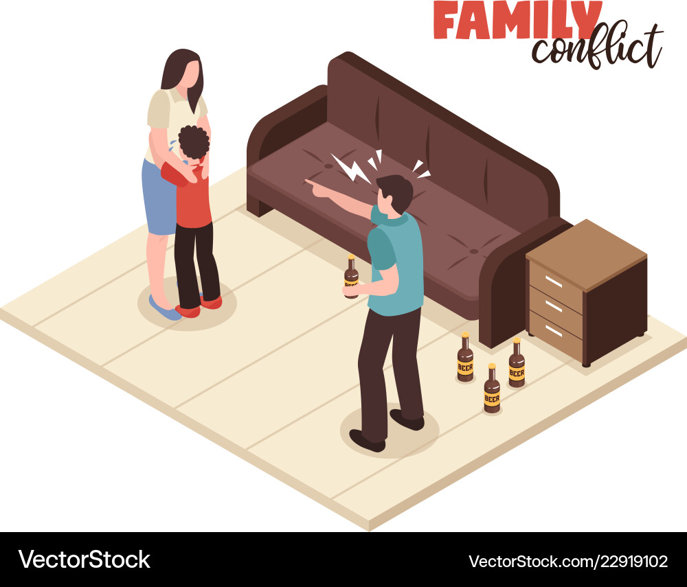Family conflicts composition Royalty Free Vector Image