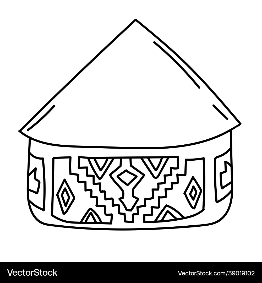 Hand drawn doodle african national hut ndebele Vector Image