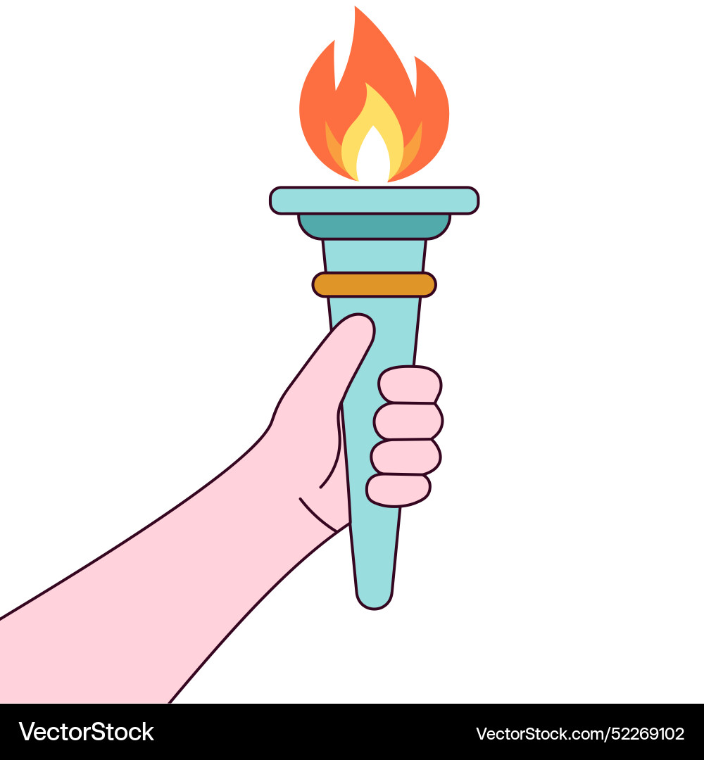 Hand holding torch with flaming fire Royalty Free Vector