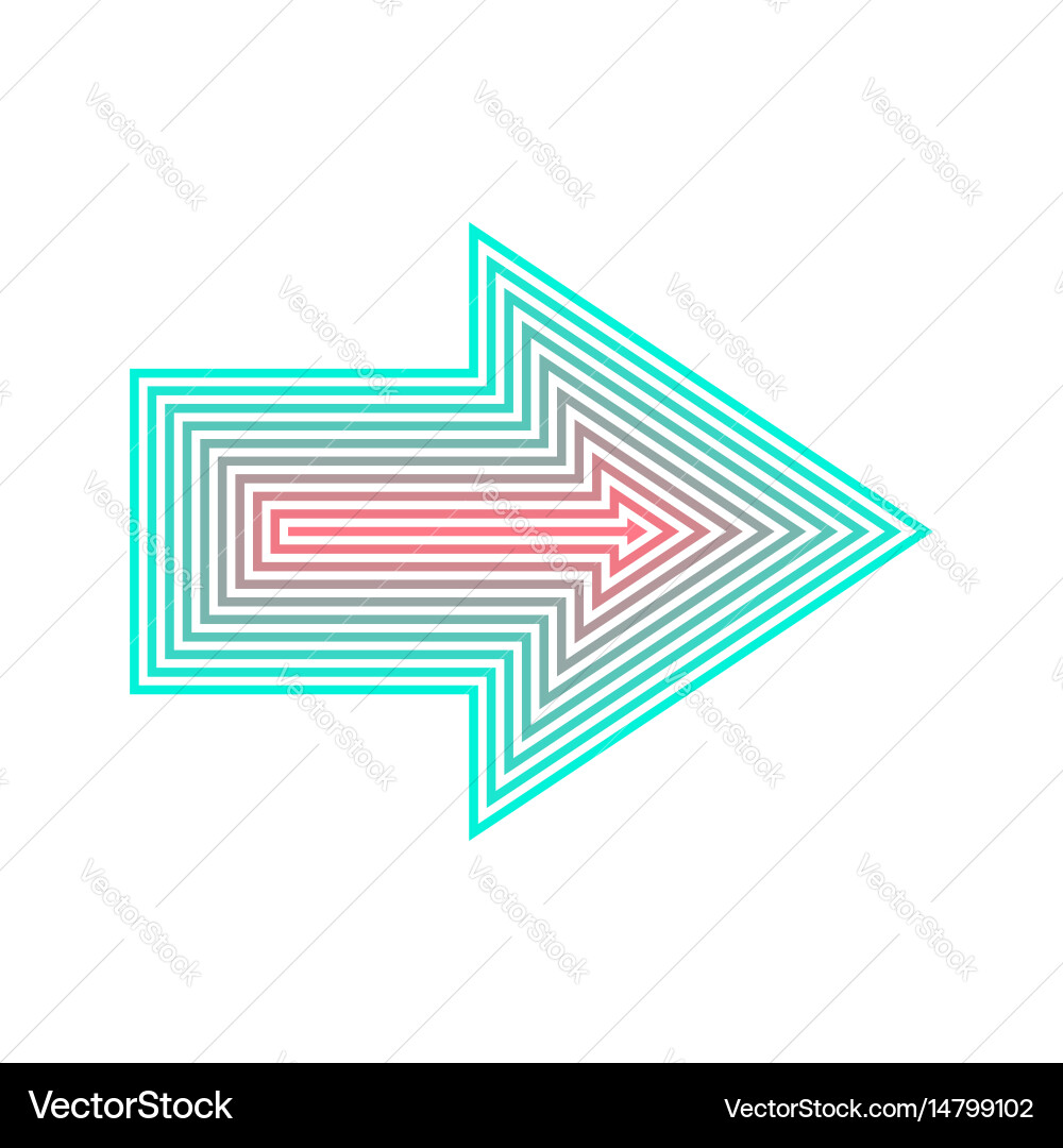 Neon arrow isolated from red to turqoise Vector Image