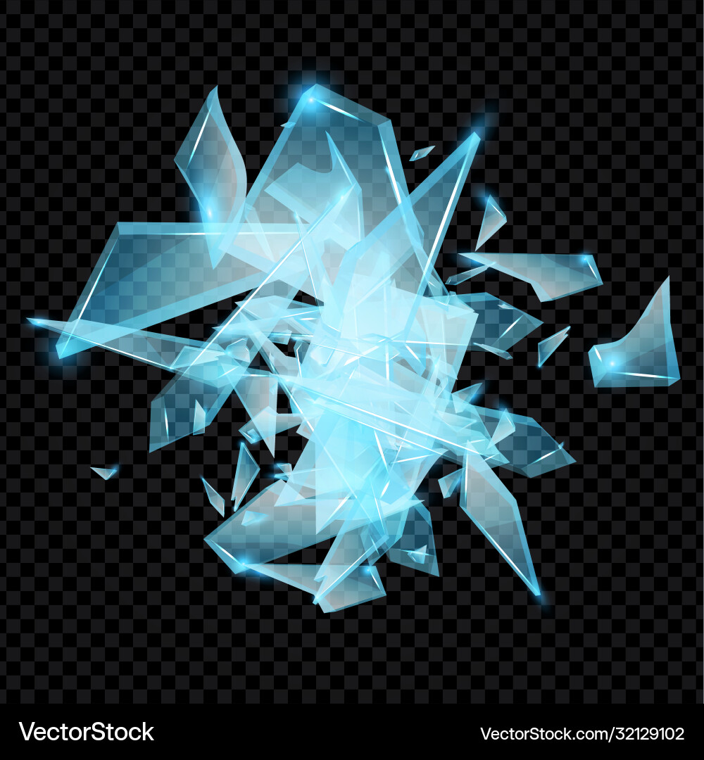 Realistic Shattered Glass Shards Royalty Free Vector Image