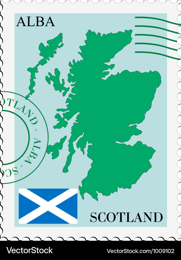 Scotland Stamp with Map & Flag Royalty Free Vector Image