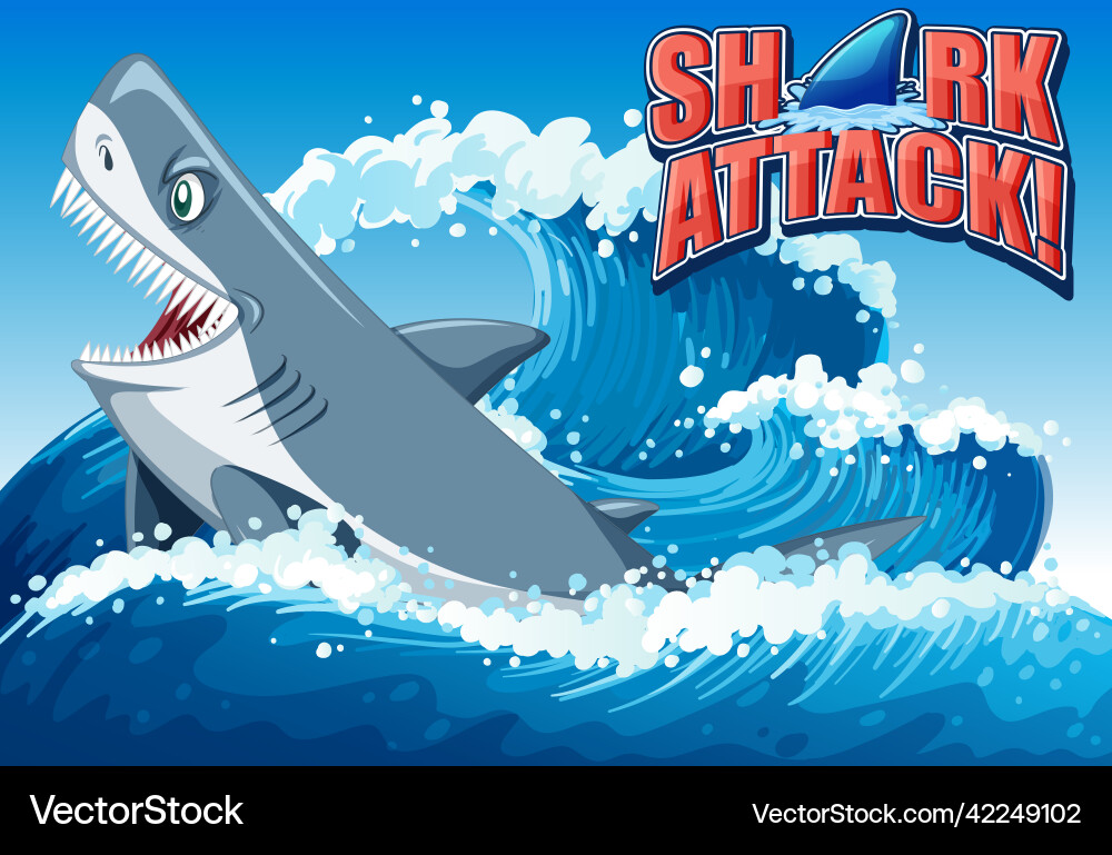 Shark attack banner concept with aggressive Vector Image