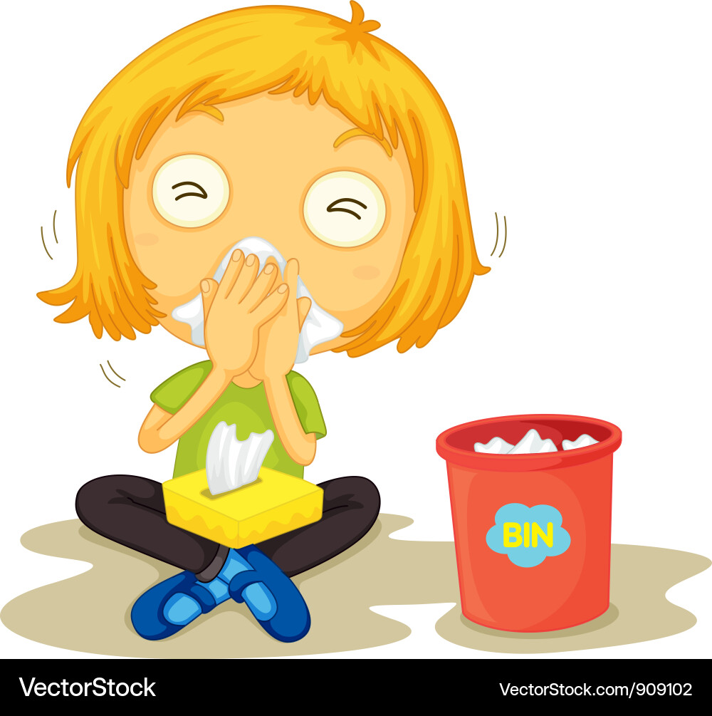 Sick Child with Tissue Royalty Free Vector Image