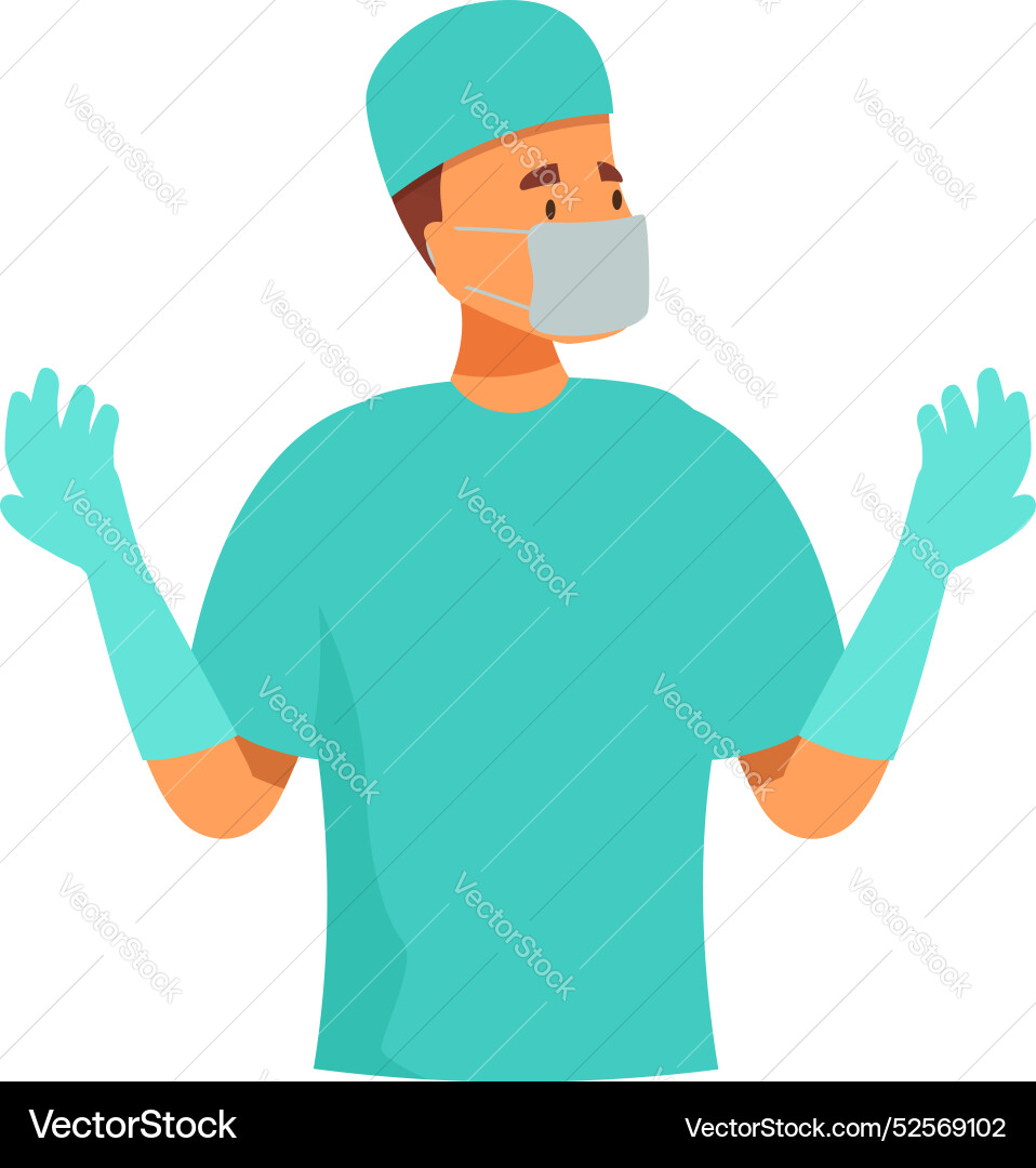 Surgeon is getting ready to perform a surgical Vector Image