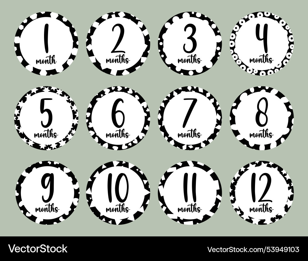 12 months stickers Royalty Free Vector Image - VectorStock