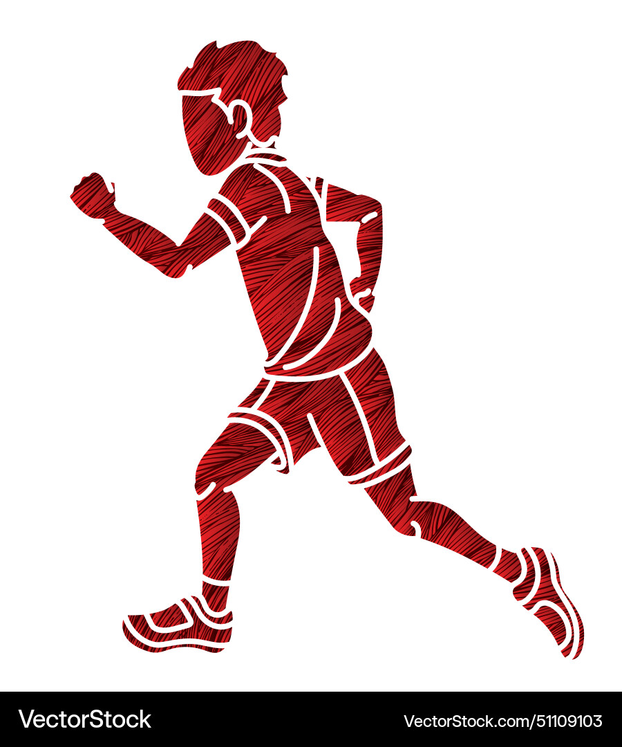 A boy running child jogging playing cartoon Vector Image