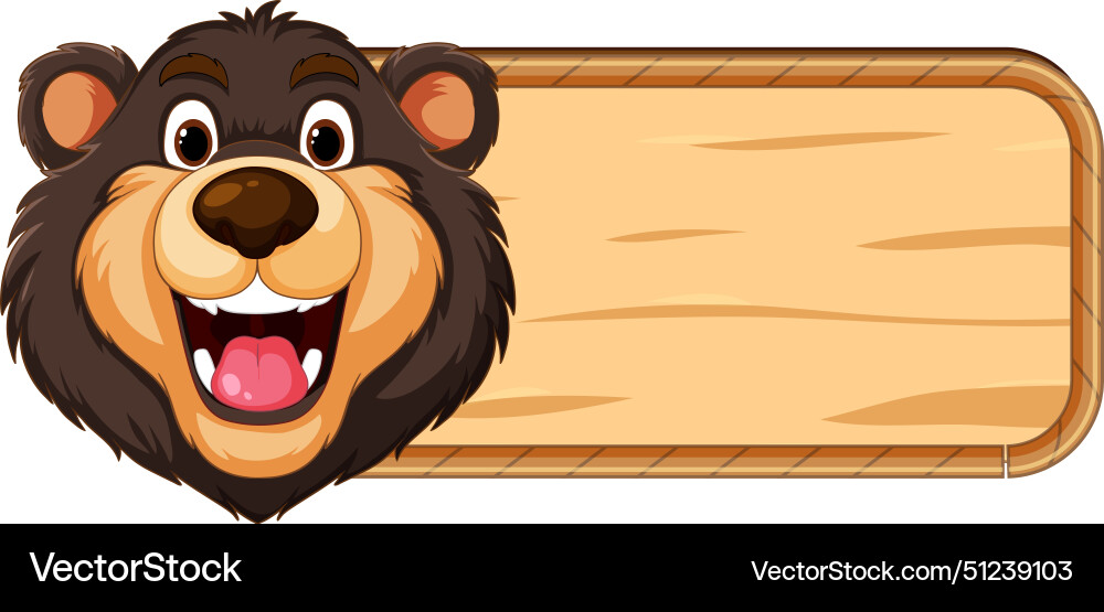 A happy bear with sign Royalty Free Vector Image