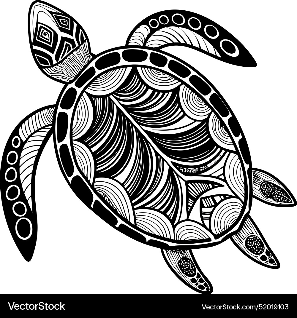 Beautiful turtle mandala arts isolated on white Vector Image