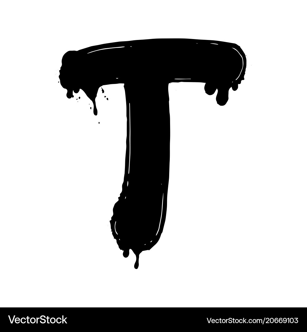 Blot letter t black and white Royalty Free Vector Image