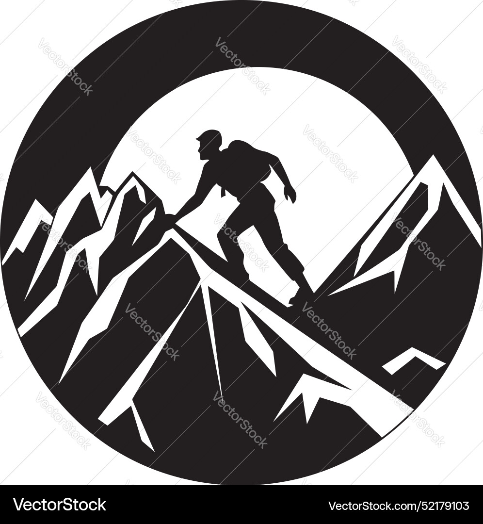 Climb conquer man climbing mountain design Vector Image