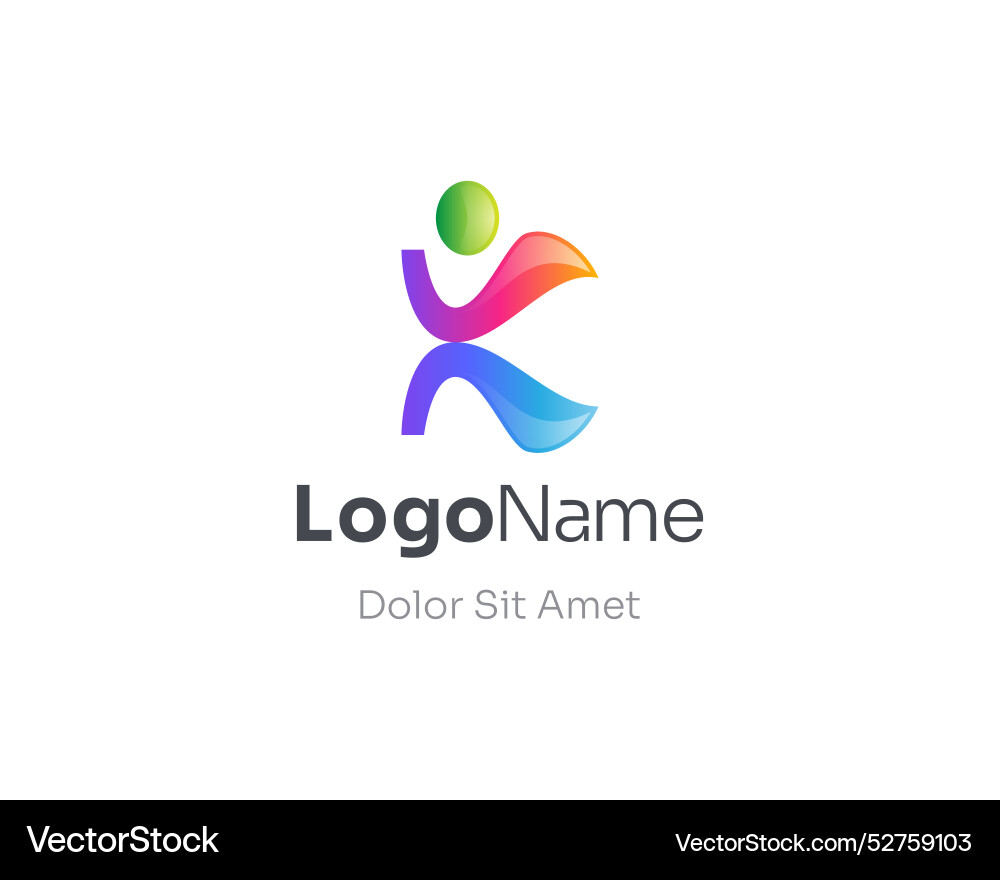 Creative colorful people with letter k logo Vector Image