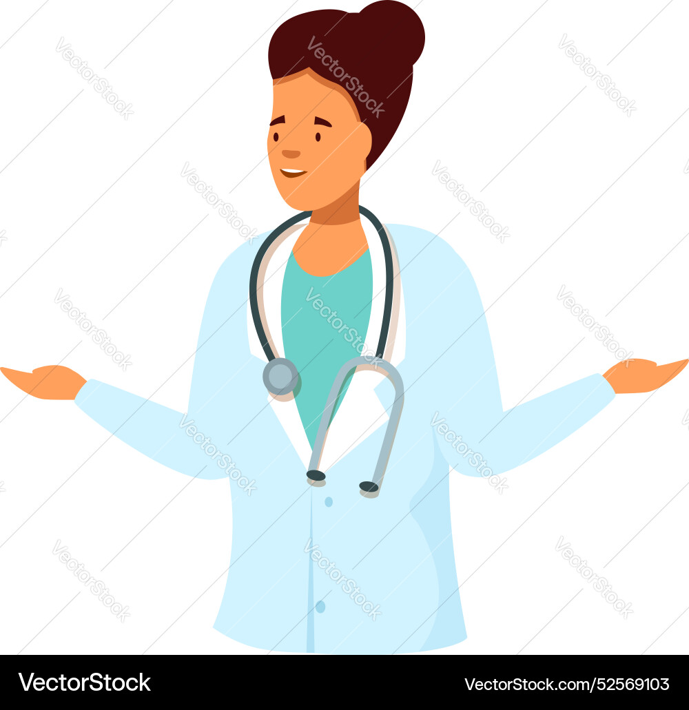 Female doctor wearing stethoscope explaining Vector Image
