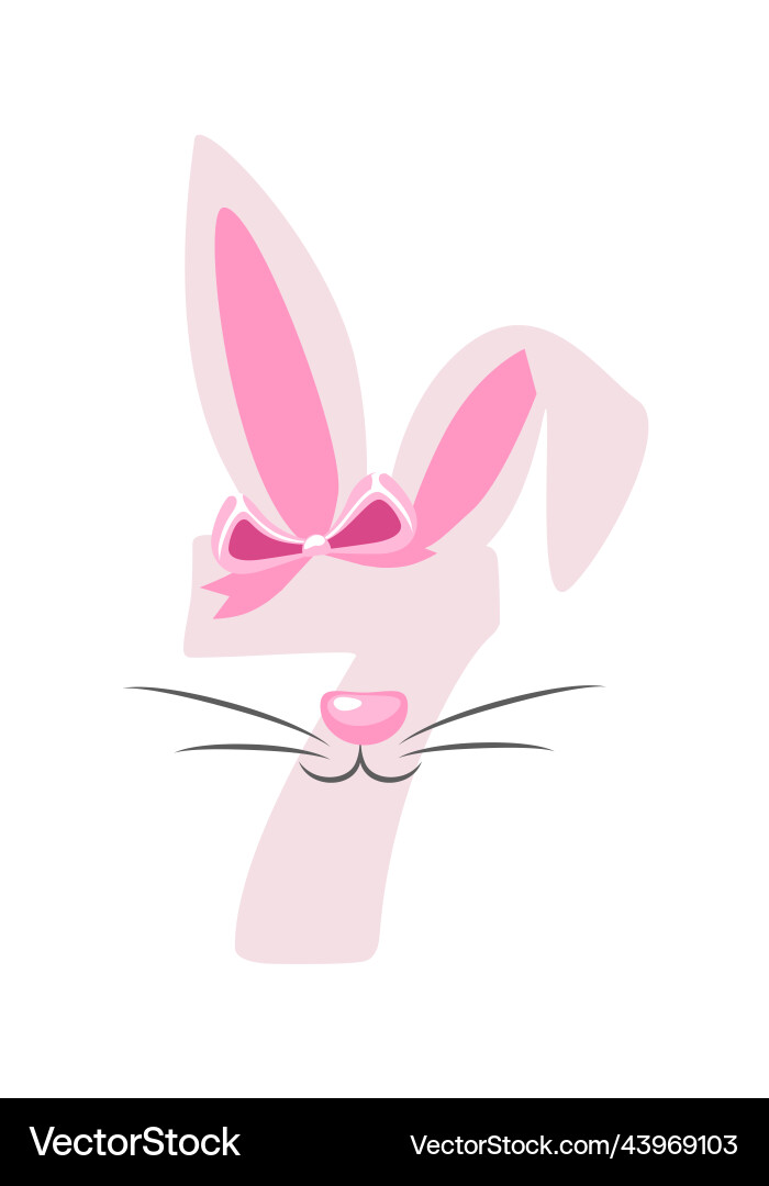 Funny bunny number 7 for kids seven digit Vector Image