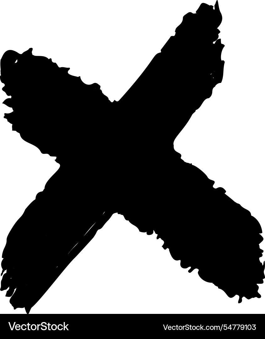 Handdrawn cross symbol brushstroke scribble Vector Image
