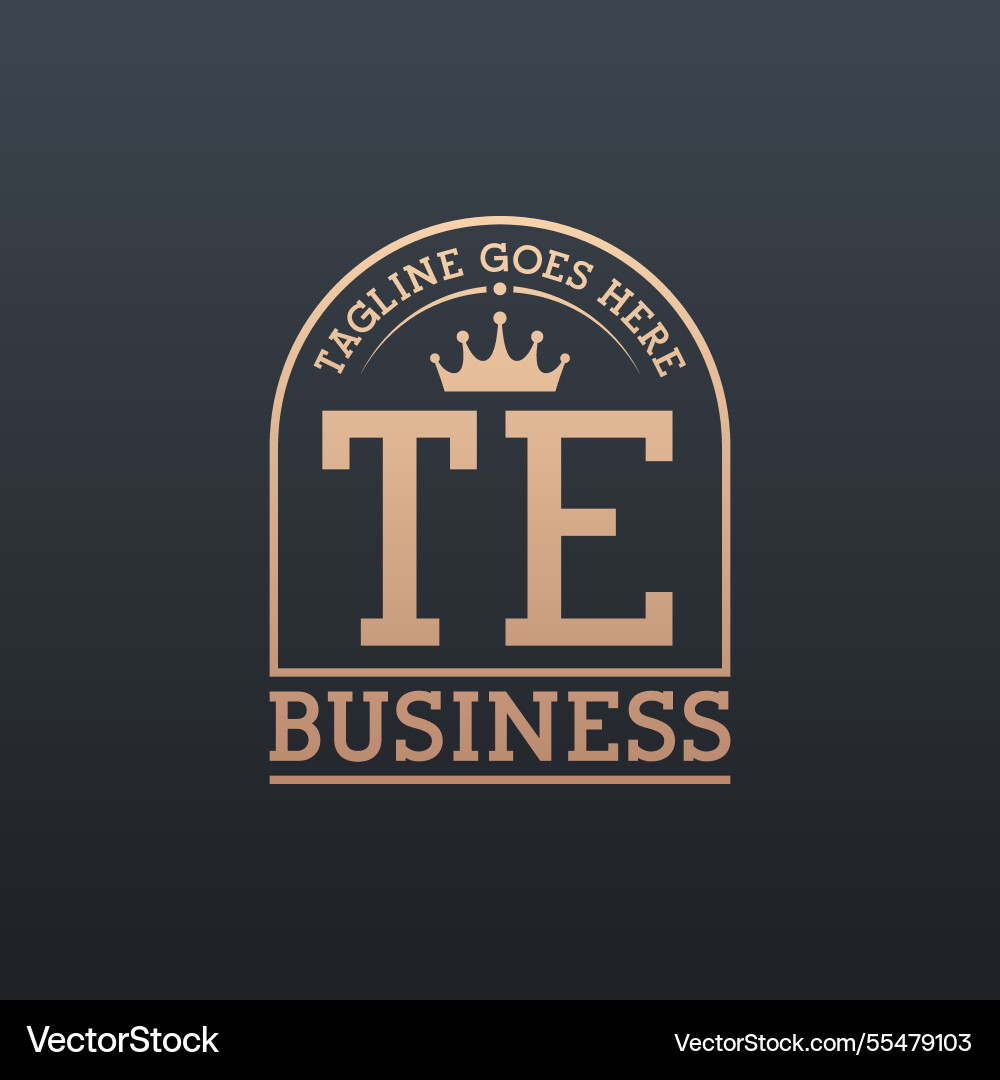 Luxury te logo with crown elegant letter Vector Image