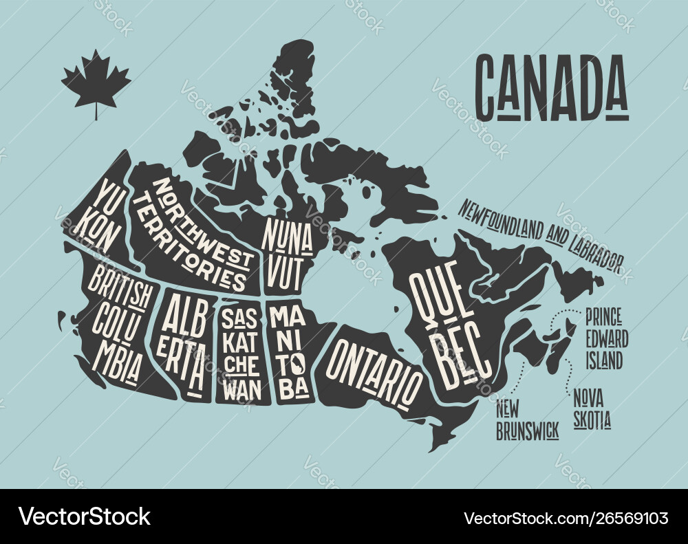 Map canada poster provinces Royalty Free Vector Image